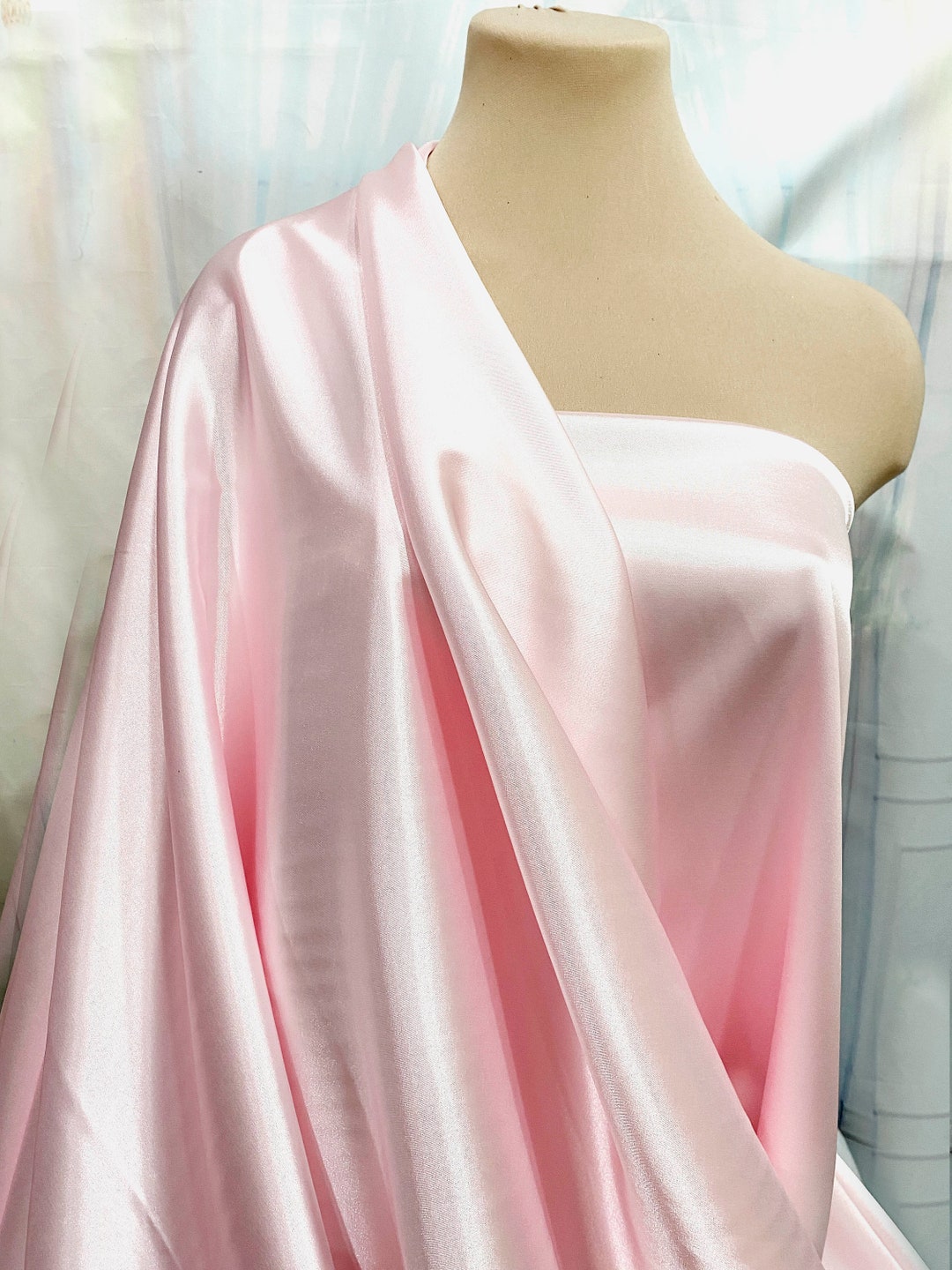 Stretch Satin Fabric Baby Pink by the Yard.. Clothing..lingerie ...