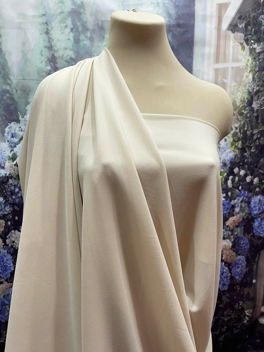 Double Georgette Fabric BEIGE 594 Semi Sheer Sold by the Yard 58" Wide ...