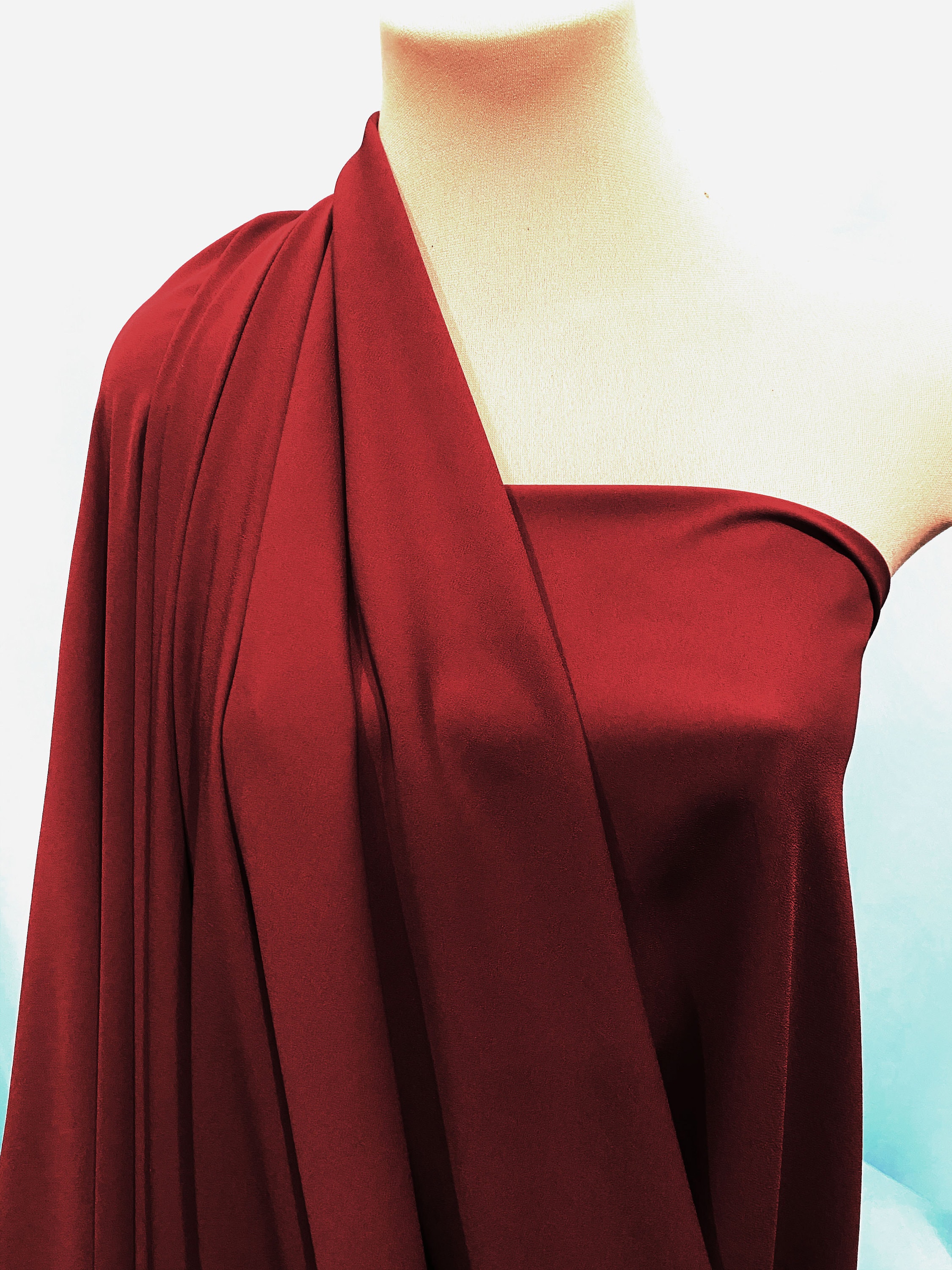 Double Georgette Fabric dark Red semi sheer sold by the yard | Etsy