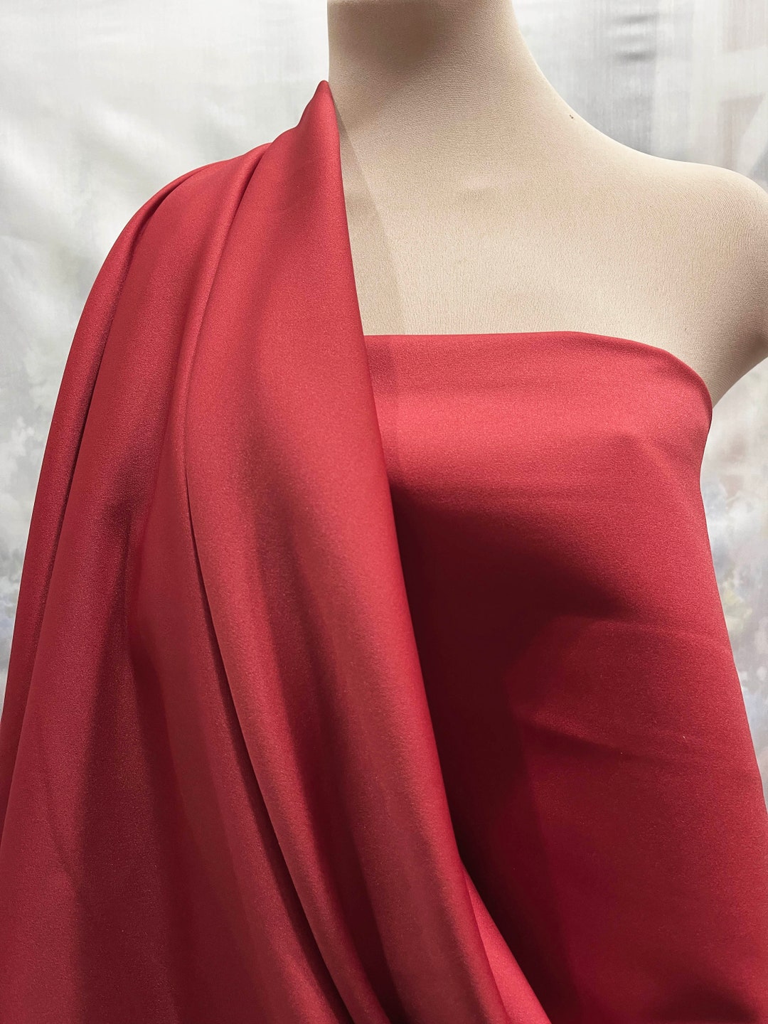 Heavy Matte Satin..red 60" Wide.. Poly... Bridal, Formal, Pageant ...