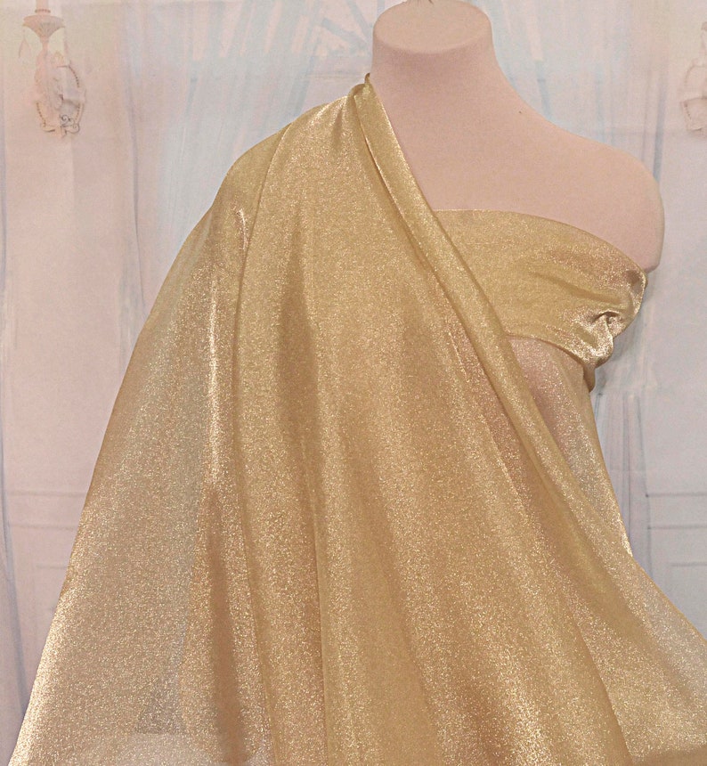 Sparkle Organza Fabric Jo Gold 45" Wide Sheer ..pageant Dress Skirts ...