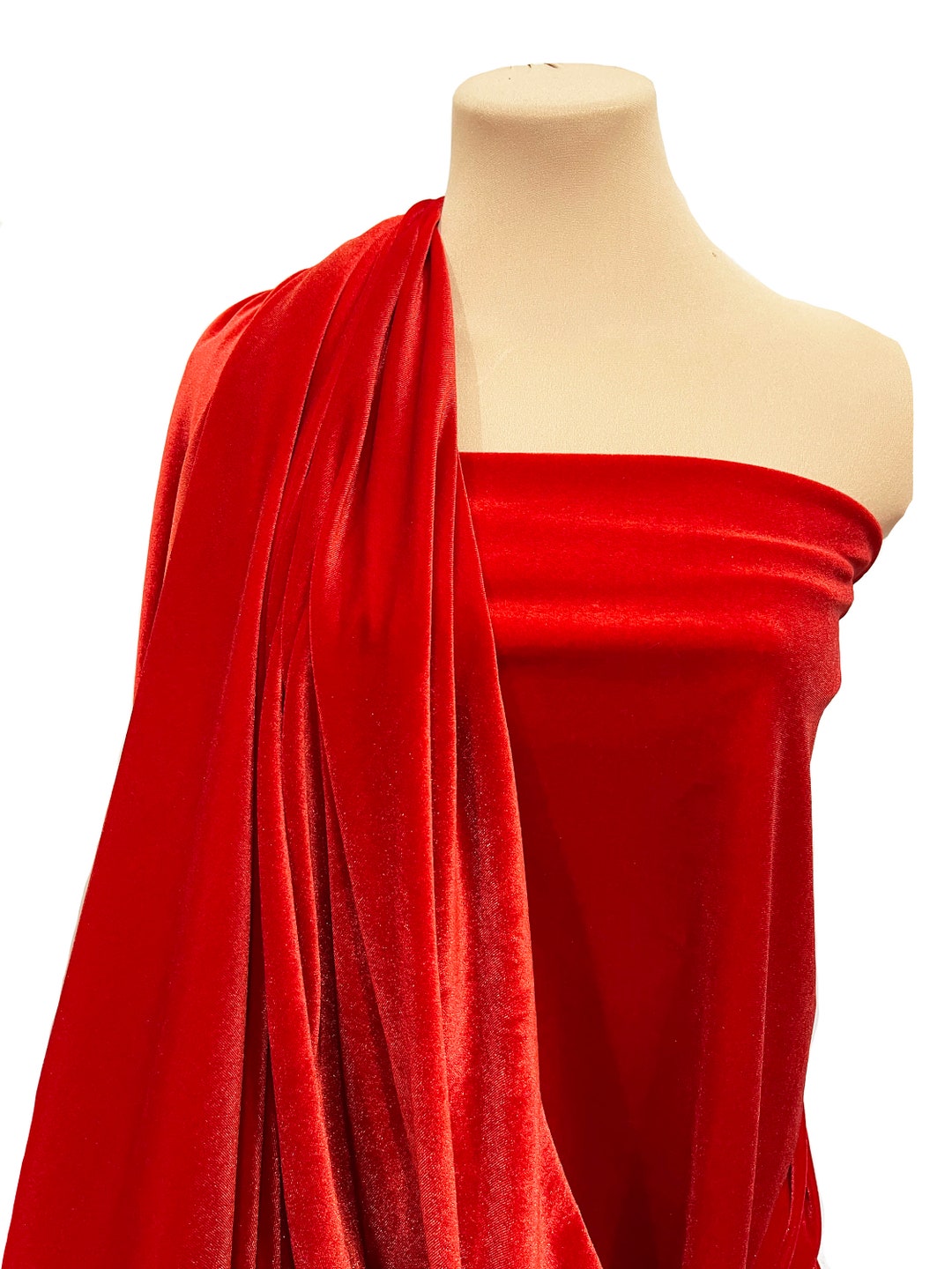 Stretch Spandex BRIGHT RED 190 Velvet 4 Ways Stretch..formal Wear ...