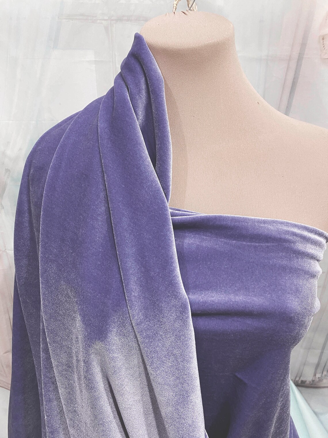 Periwinkle Stretch Velvet by the Yard.. Beautiful Color..60" Wide ...