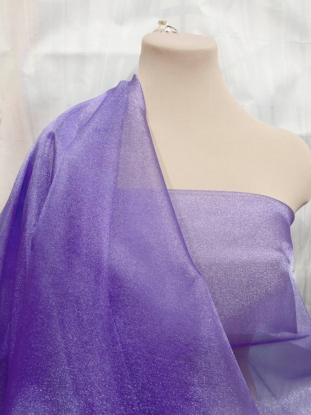 Sparkle Organza Fabric Purple 45" Wide Sheer ..pageant Dress Skirts ...