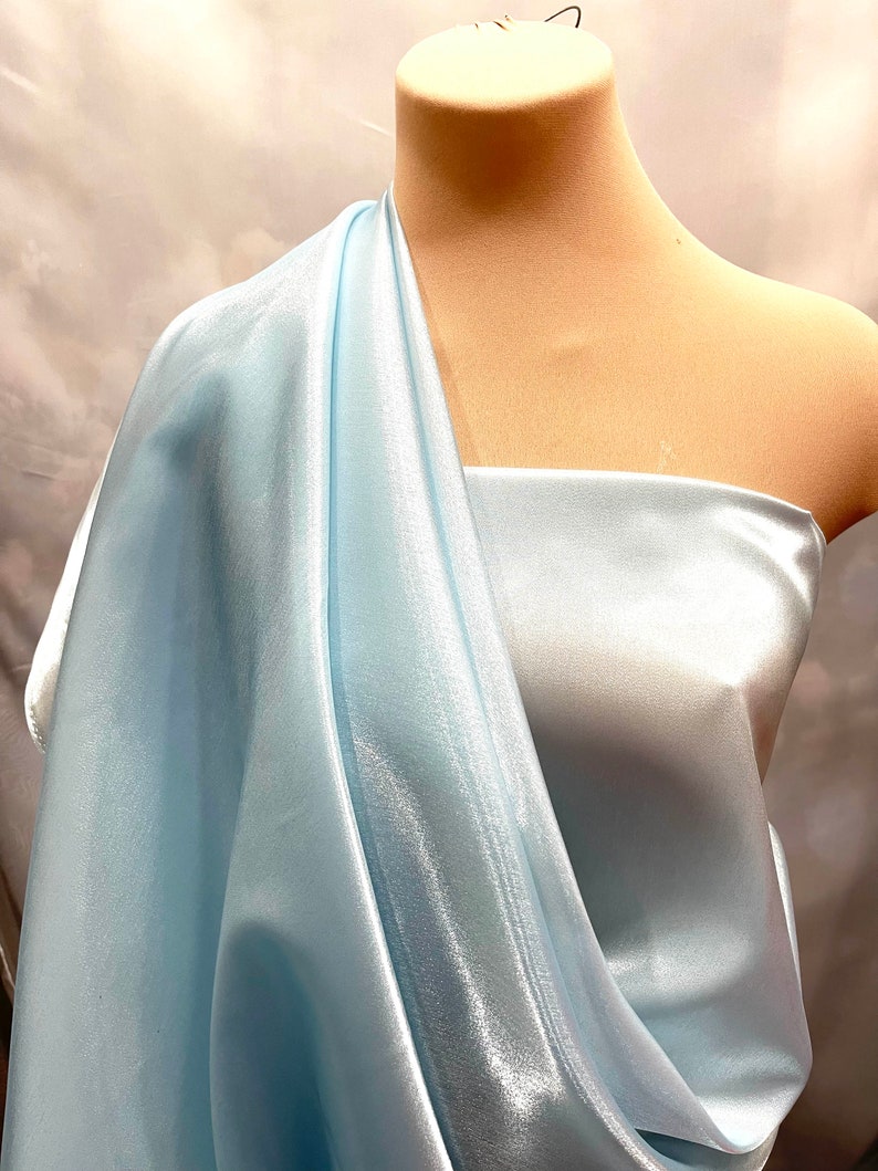 Sparkle Satin Light Blue Semi Sheer, 45" Wide. Fabric, Pageant, Irish ...