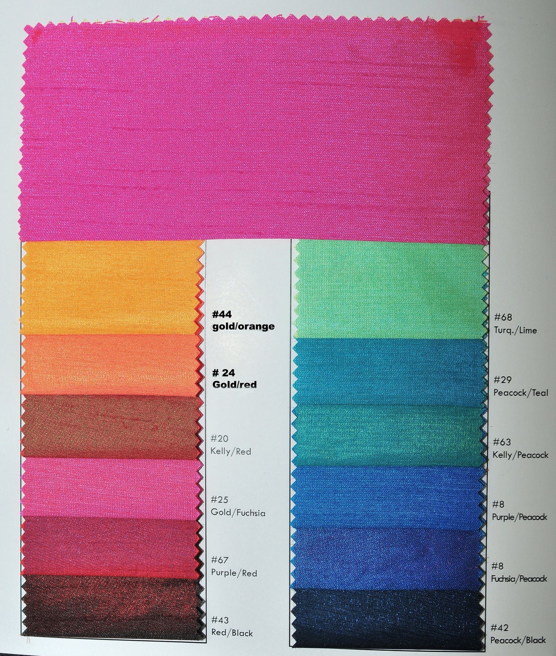Shimmer Shantung Color Chart.. Choice of Color From the Chart.. 1 Yard ...