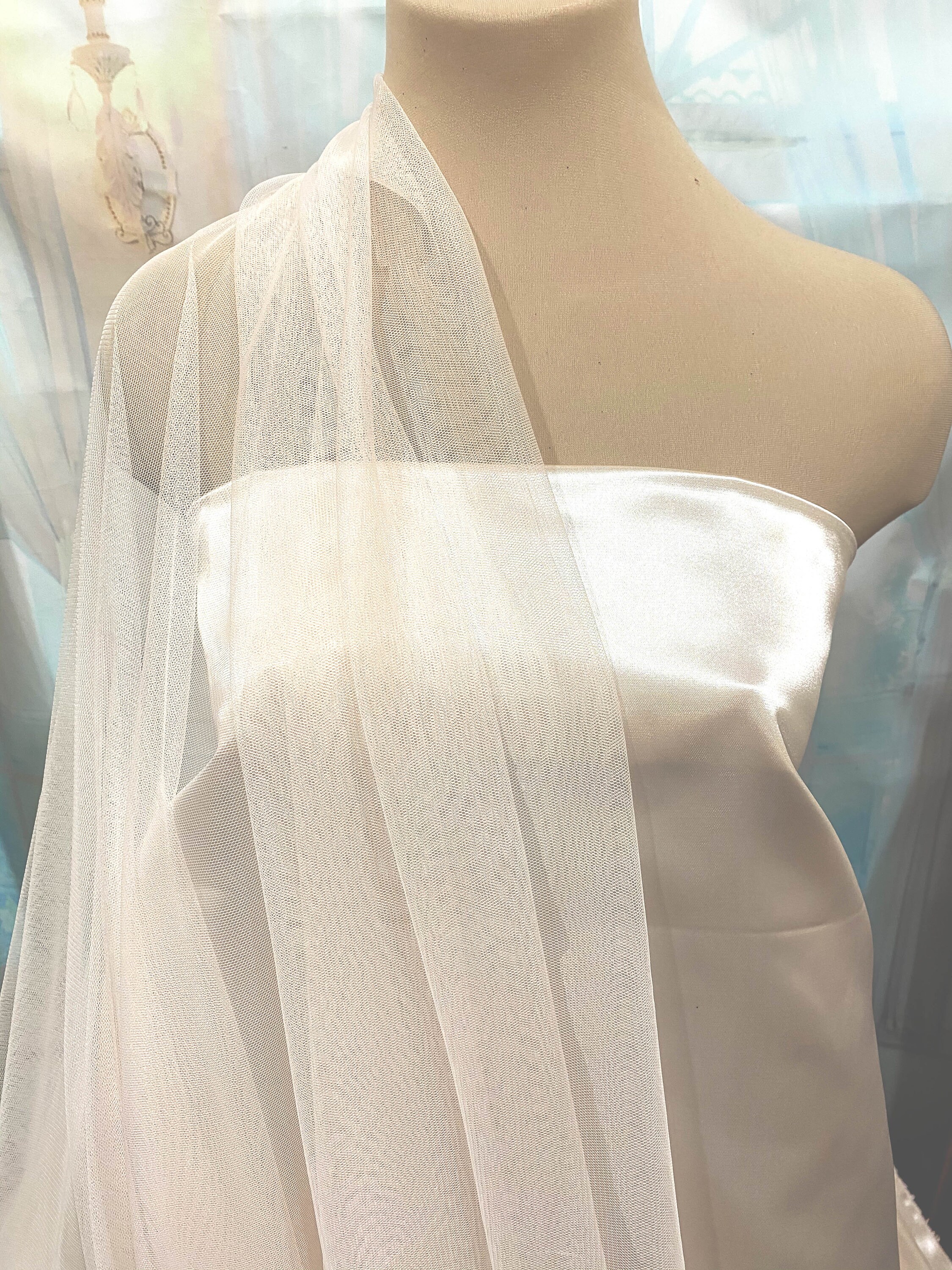 Poly Mesh Tulle Rose Powder/blush . Sheer, Soft Hand, Stretches, by the ...