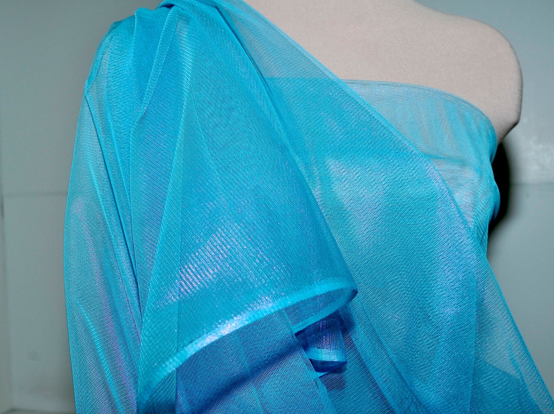 Tulle Netting Fabric Turquoise W/purple Foil / Sheer , 58" Wide ...