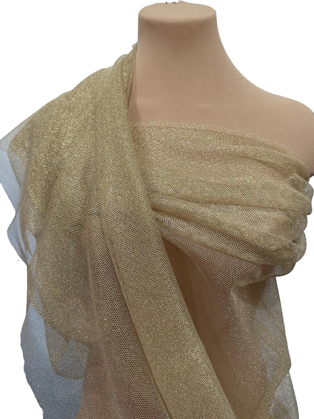 Metallic Gold Tulle Netting Fabric , Pageant, Costume, Crafts, Doll ...