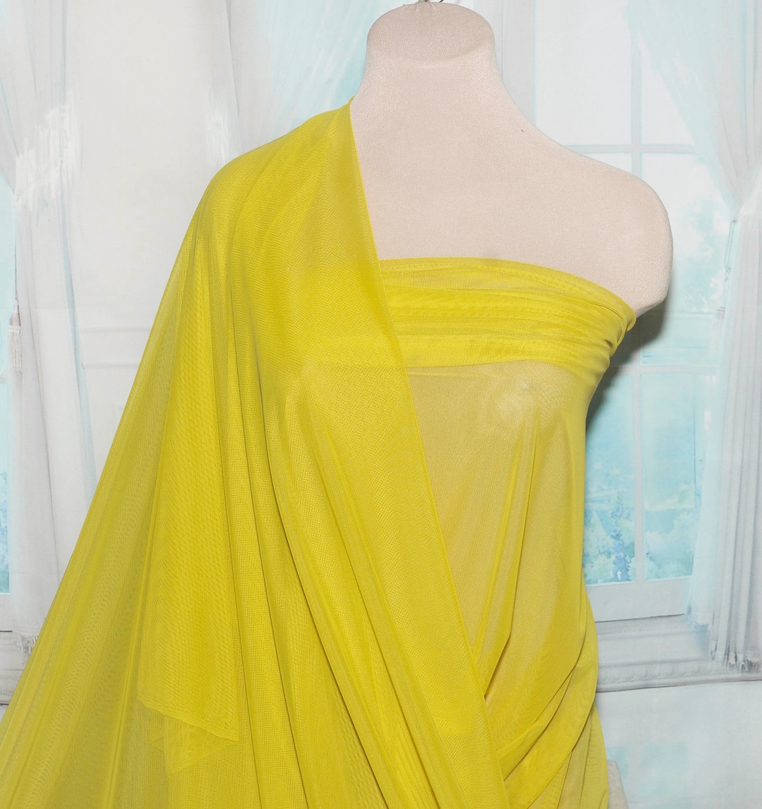 Power Mesh Stretch Fabric, Semi Sheer, 4 Ways Stretch..yellow . 58 ...