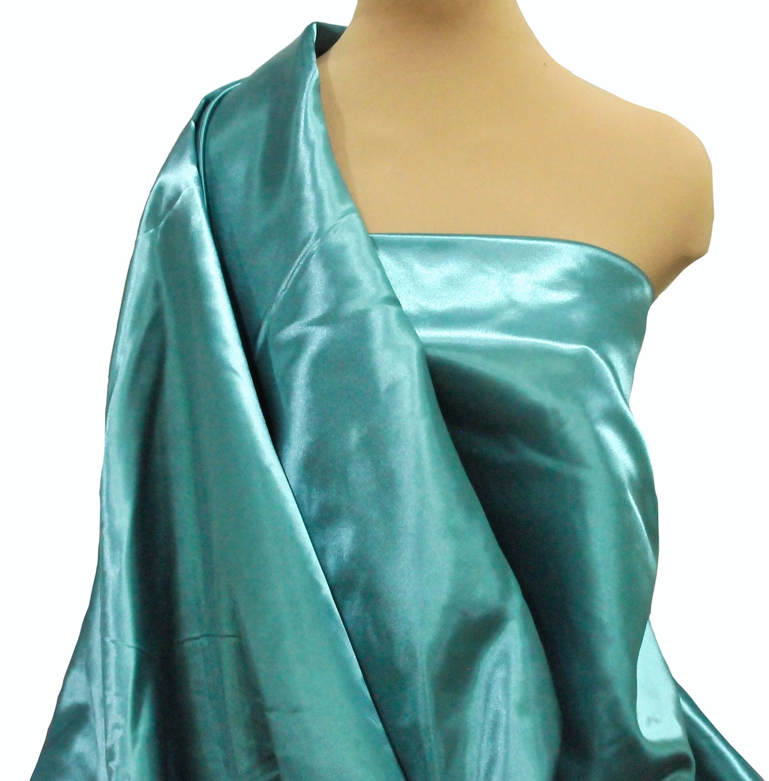 Shiny Satin Fabric 60" JADE 390 . 100% Polyester ... Bridal, Formal ...
