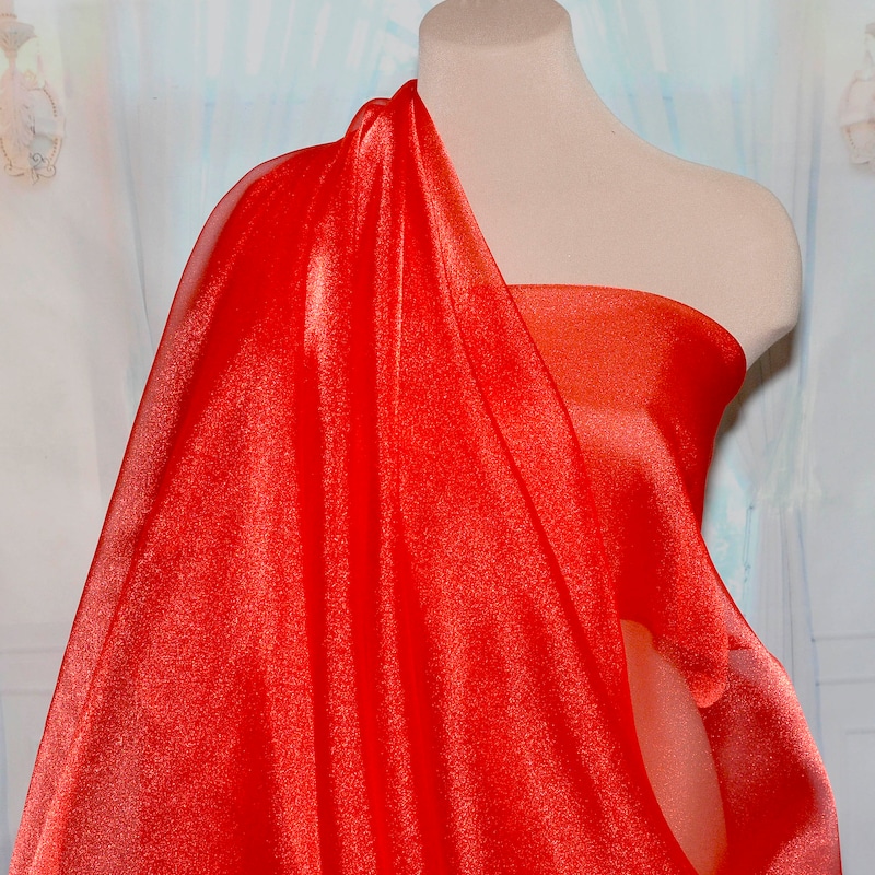 Red Sheer Fabric Sparkly - Etsy