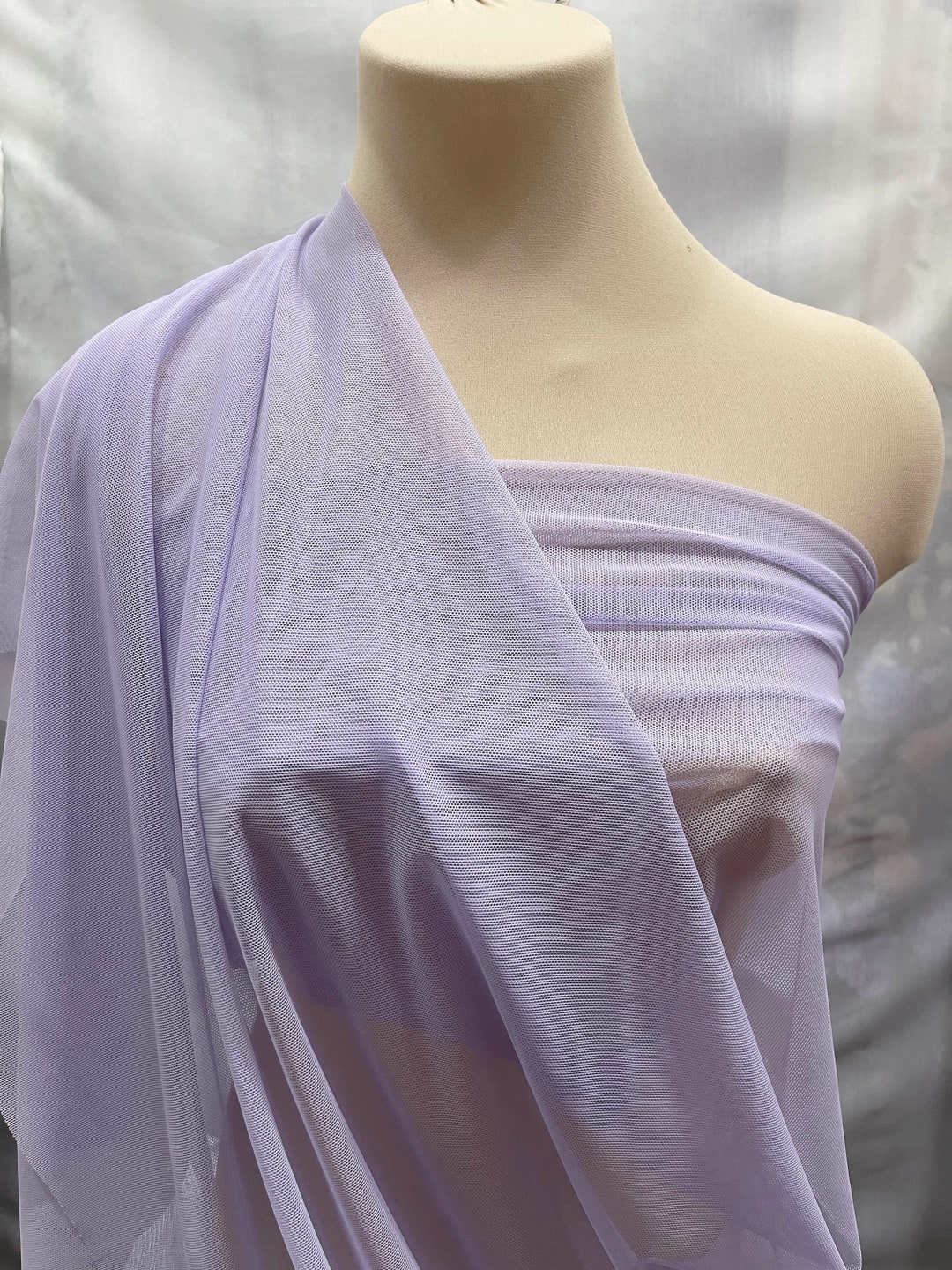 Power Mesh Stretch Fabric, Semi Sheer, 4 Ways Stretch.. Pale Lavender ...