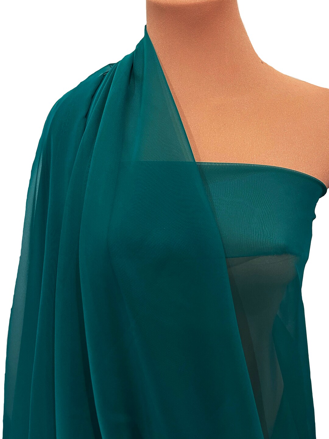 Blue Teal Chiffon Fabric 60" Wide Sold by the Yard.. Formal..pageant ...