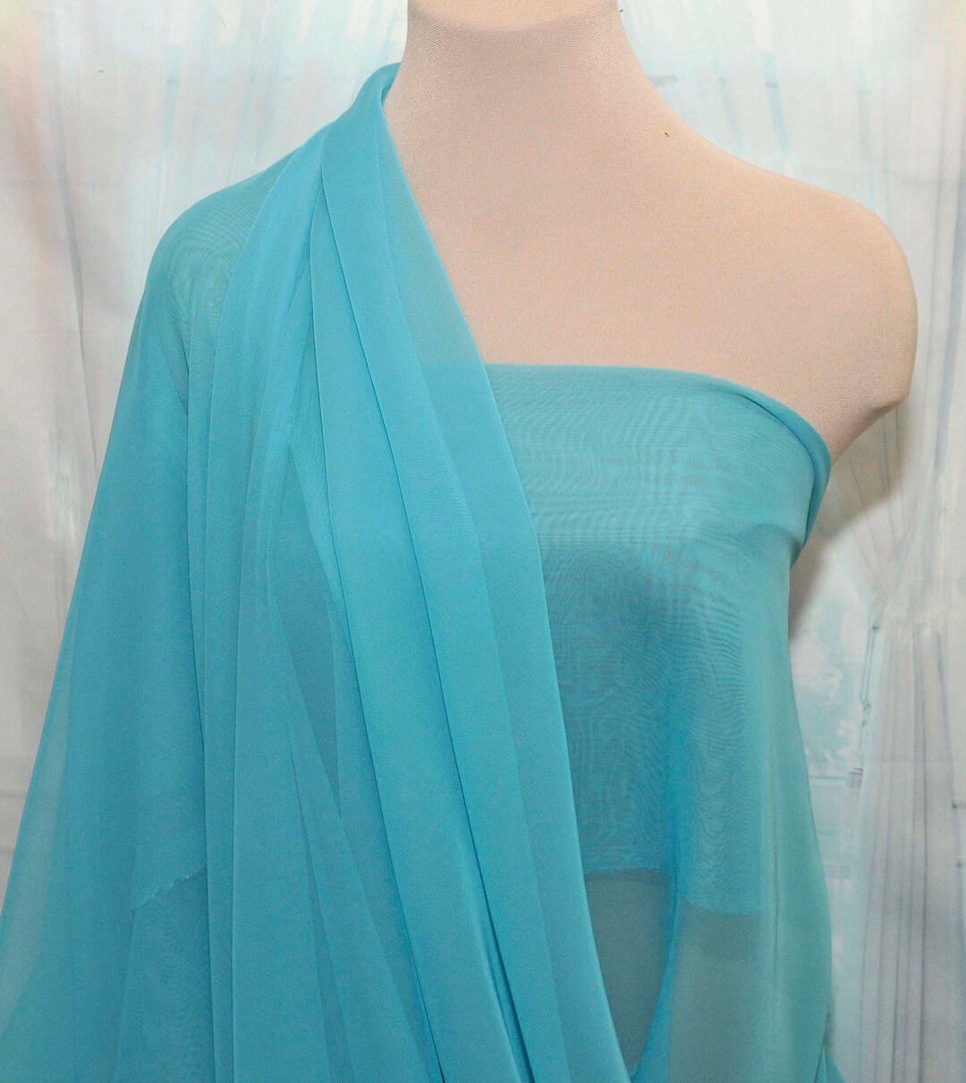 Scuba Turquoise Chiffon Fabric 60" Wide Sold by the Yard.. Formal ...