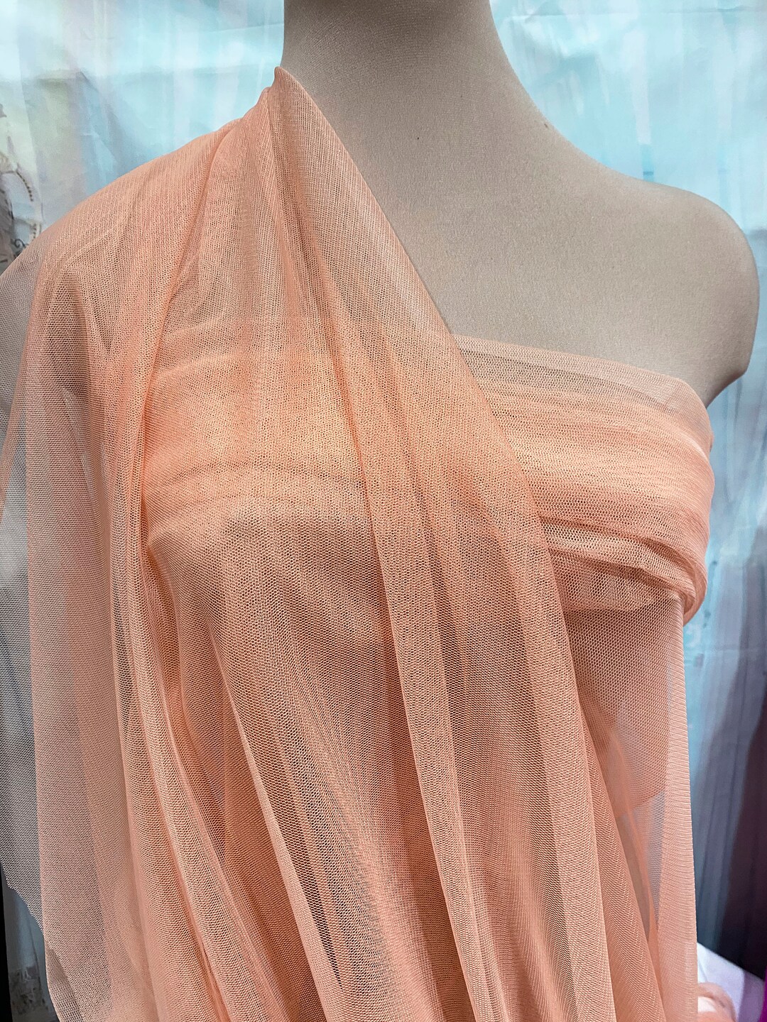 Poly Mesh Tulle PEACH . Sheer, Soft Hand, Stretches, by the Yard ...
