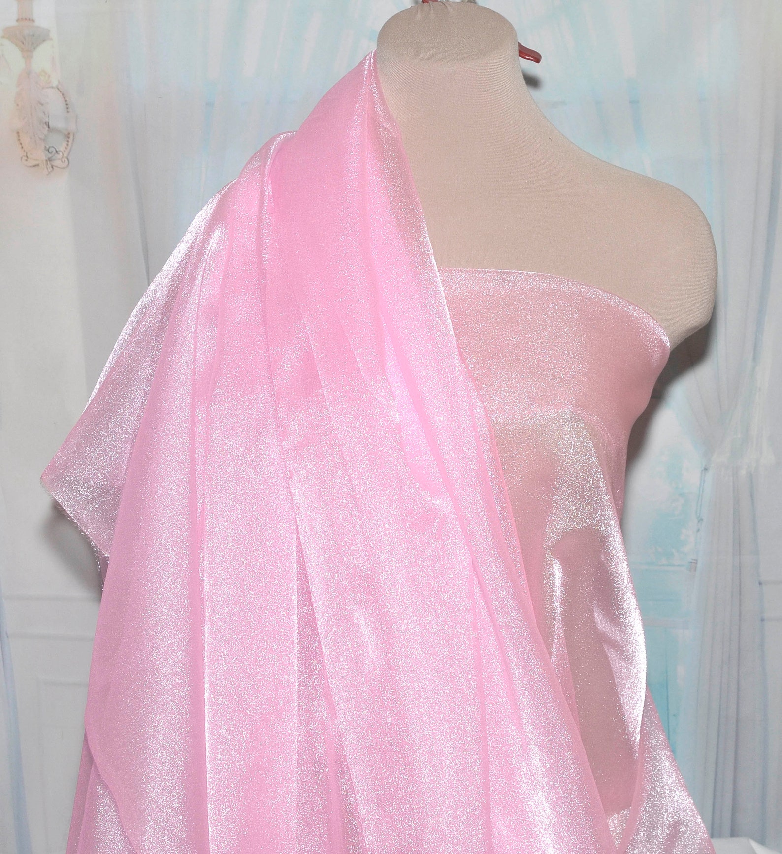 Sparkle Organza Fabric Shocking Pink 45 Wide Sheer | Etsy