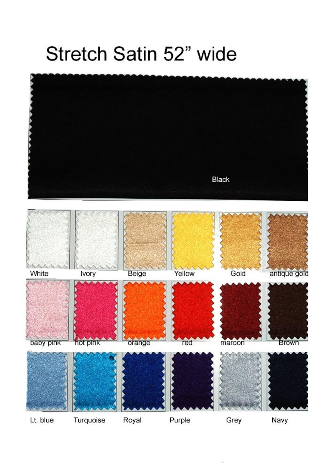 Stretch Satin Color Card 1 Yard Any Color, Lingerie, Fabric, Blouses ...