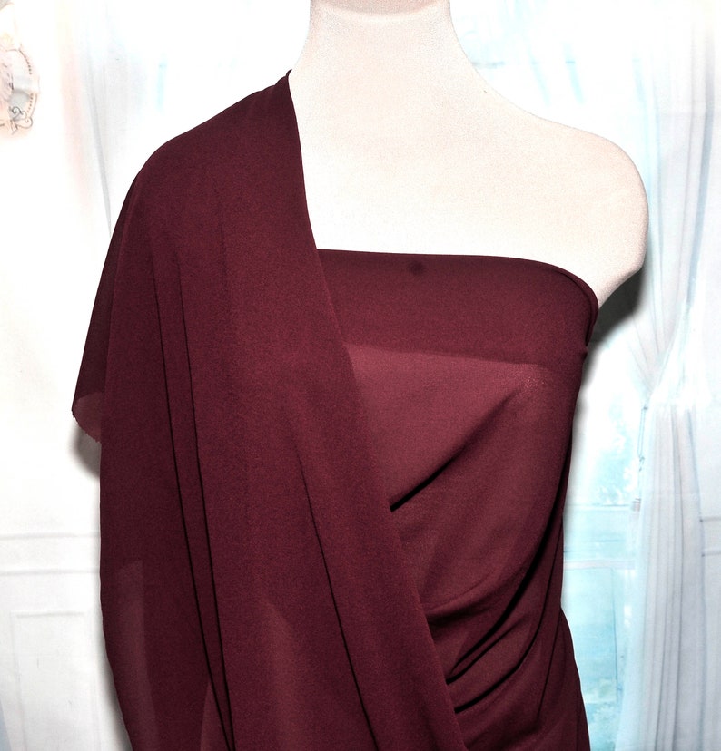 Double Georgette Fabric BURGUNDY Semi Sheer Sold by the Yard - Etsy