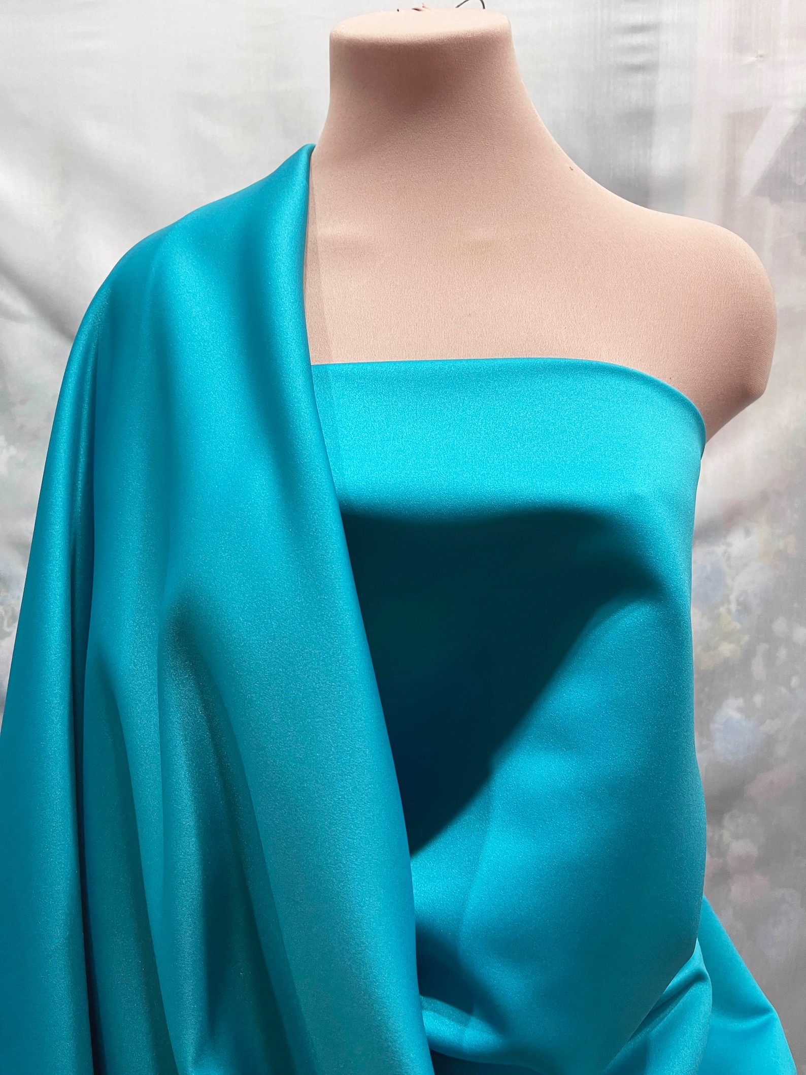 Heavy Matte Satin TURQUOISE 60" Wide.. Poly... Bridal, Formal, Pageant ...