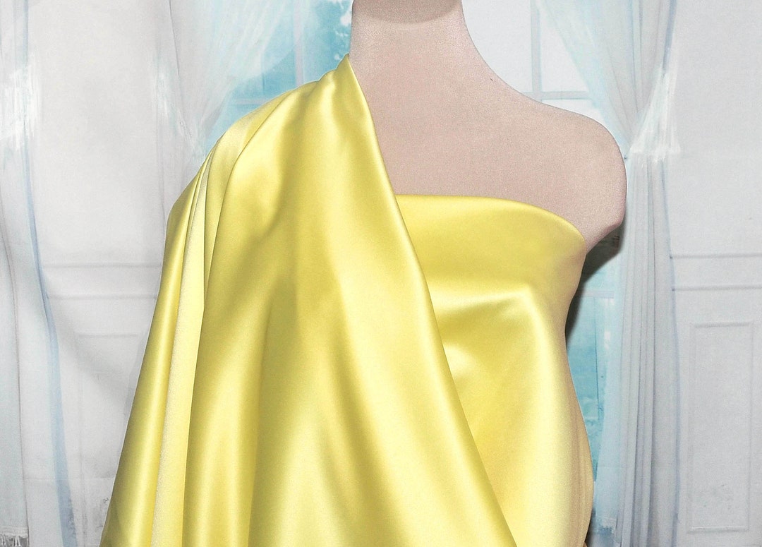 Heavy Matte Satin..lemon YELLOW 60" Wide.. Poly... Bridal, Formal ...