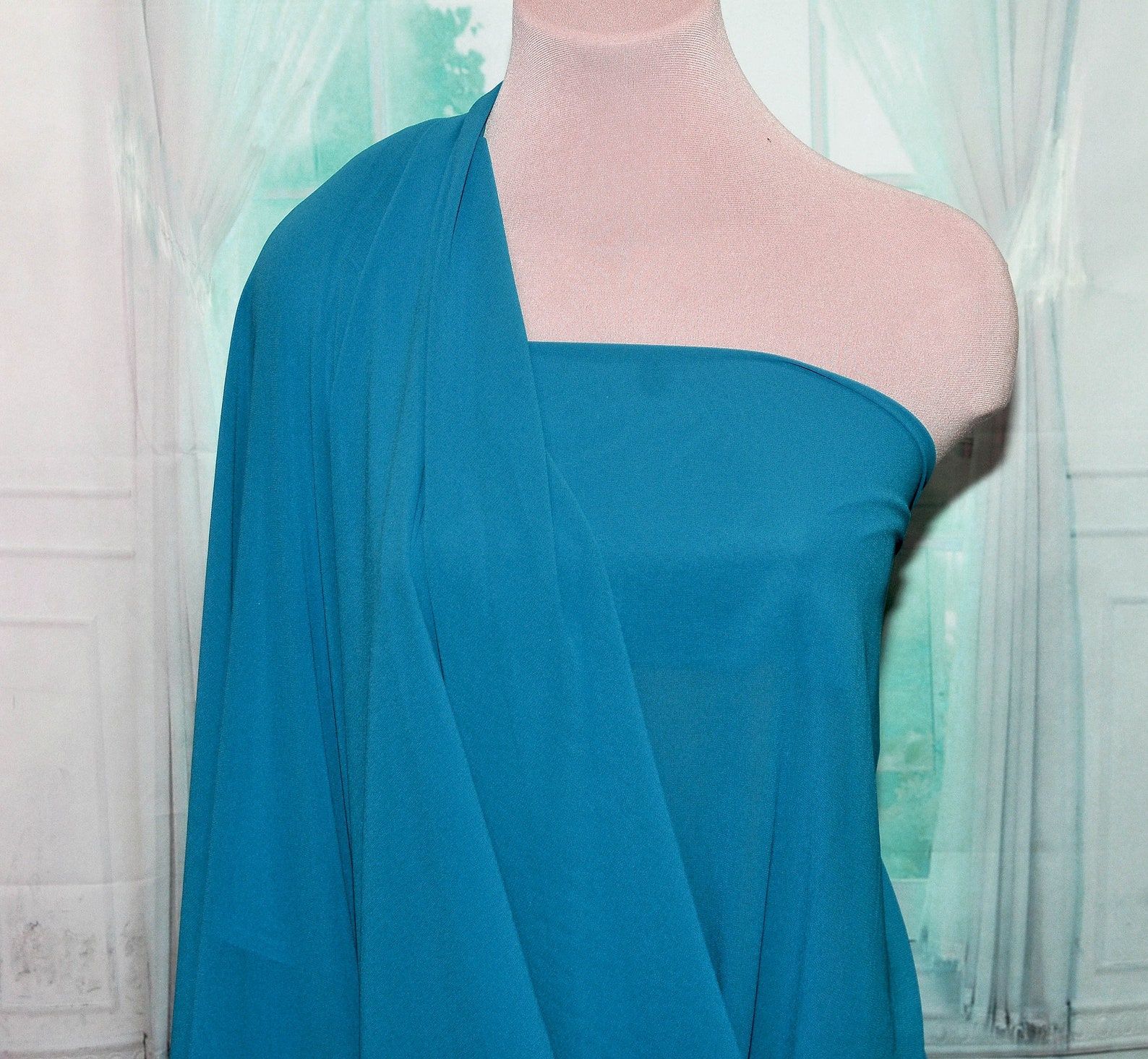 Double Georgette Fabric OCEAN BLUE Semi Sheer Sold by the Yard - Etsy