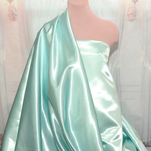 Shiny Satin Fabric 60" TURQUOISE 141 100% Polyester ... Bridal, Formal ...