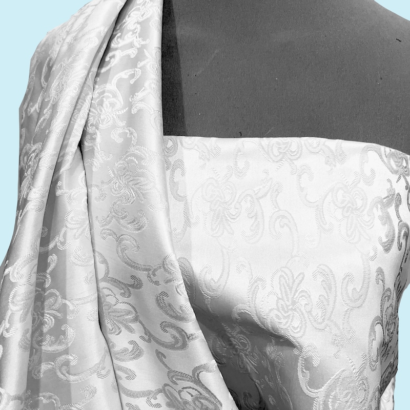 White Brocade - Etsy