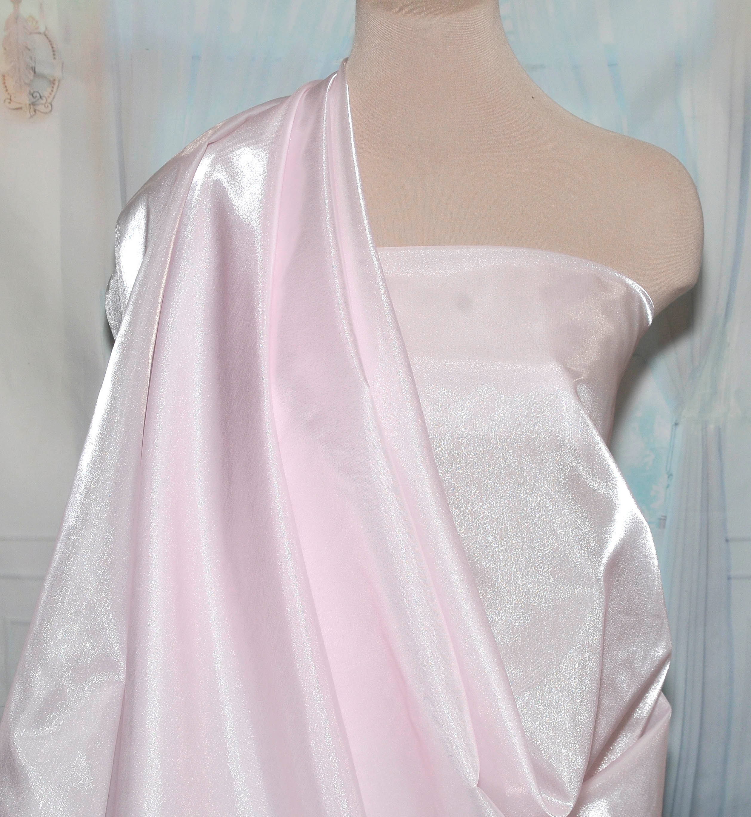 Sparkle Satin Pink Semi Sheer, 45" Wide. Fabric, Pageant, Irish Dance ...