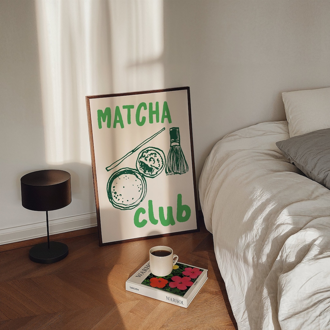 Matcha Club Art Print, Trendy Wall Art, Matcha Wall Art, Coffee Corner ...