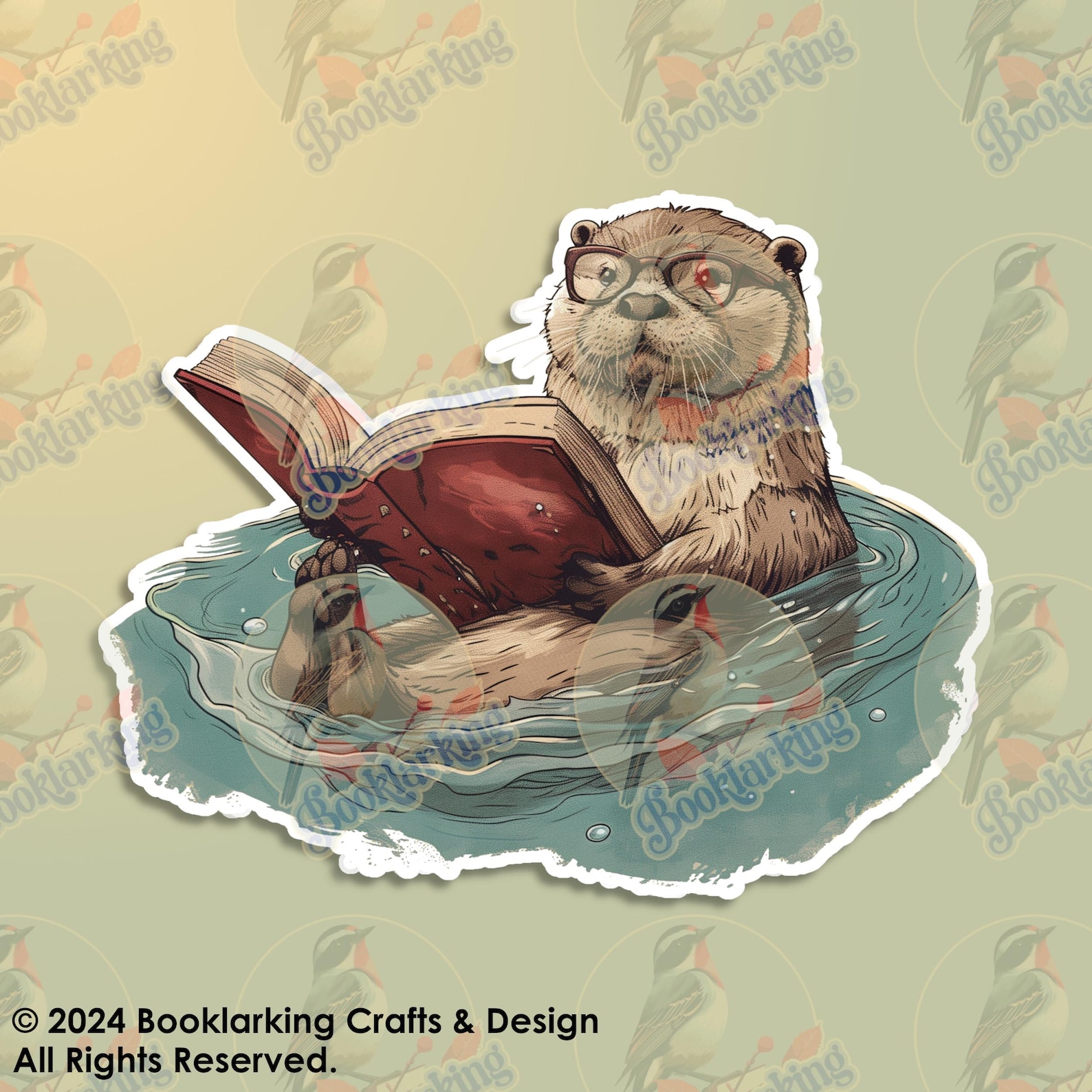 Cute Otter Reading Vinyl Sticker Adorable Otter Floating on Water With ...