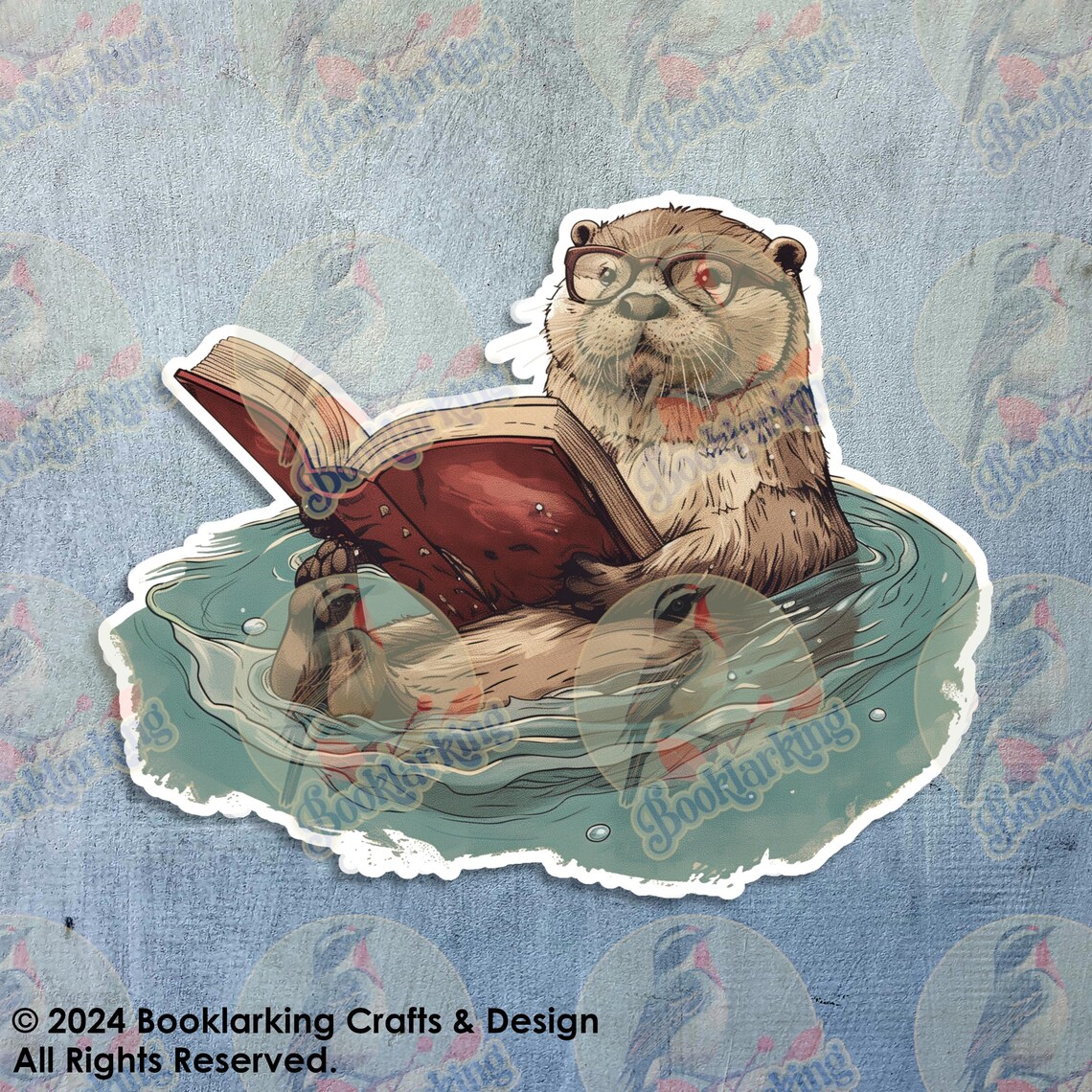 Cute Otter Reading Vinyl Sticker Adorable Otter Floating on Water With ...
