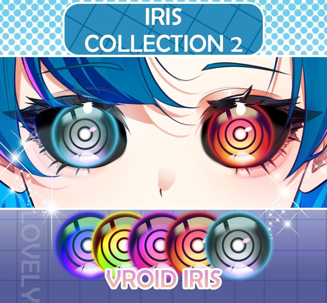 Vtuber | Vroid Pack of 5 Iris Textures in PSD Version 2 | Colorful Eyes ...