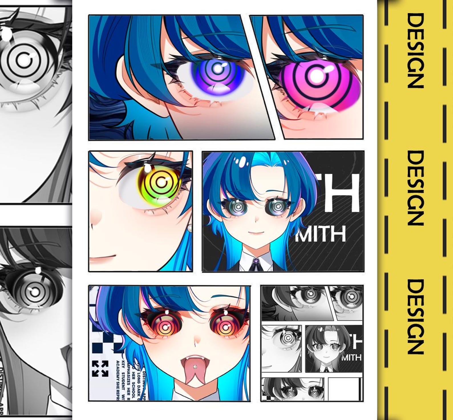 Vtuber | Vroid Pack of 5 Iris Textures in PSD Version 2 | Colorful Eyes ...