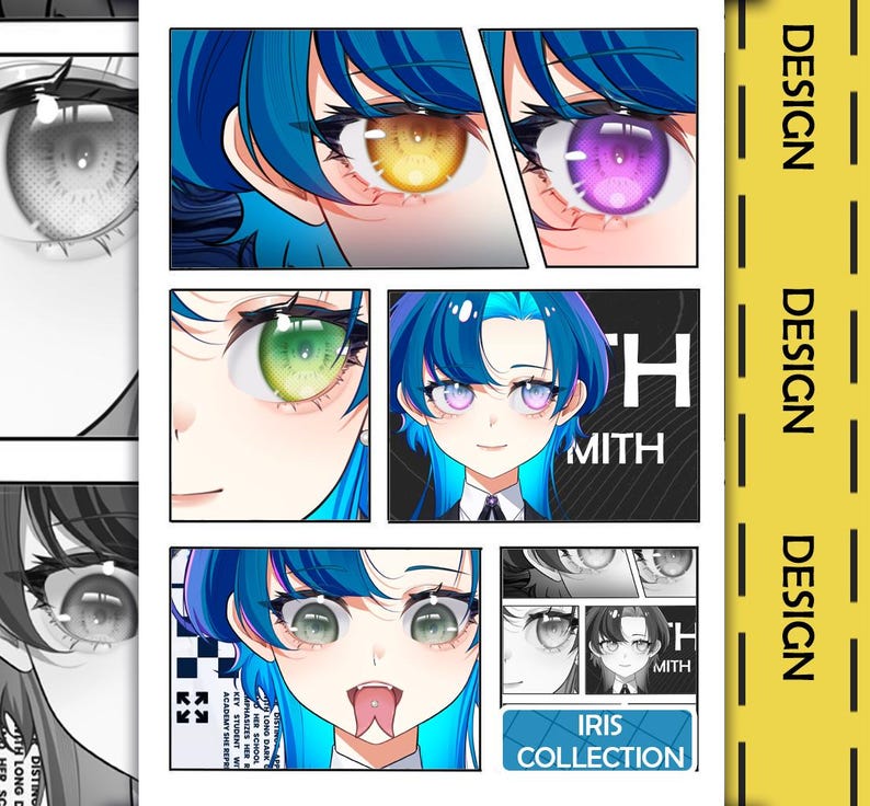 Vtuber | Vroid Pack of 5 Iris Textures in PSD | Colorful Eyes for ...