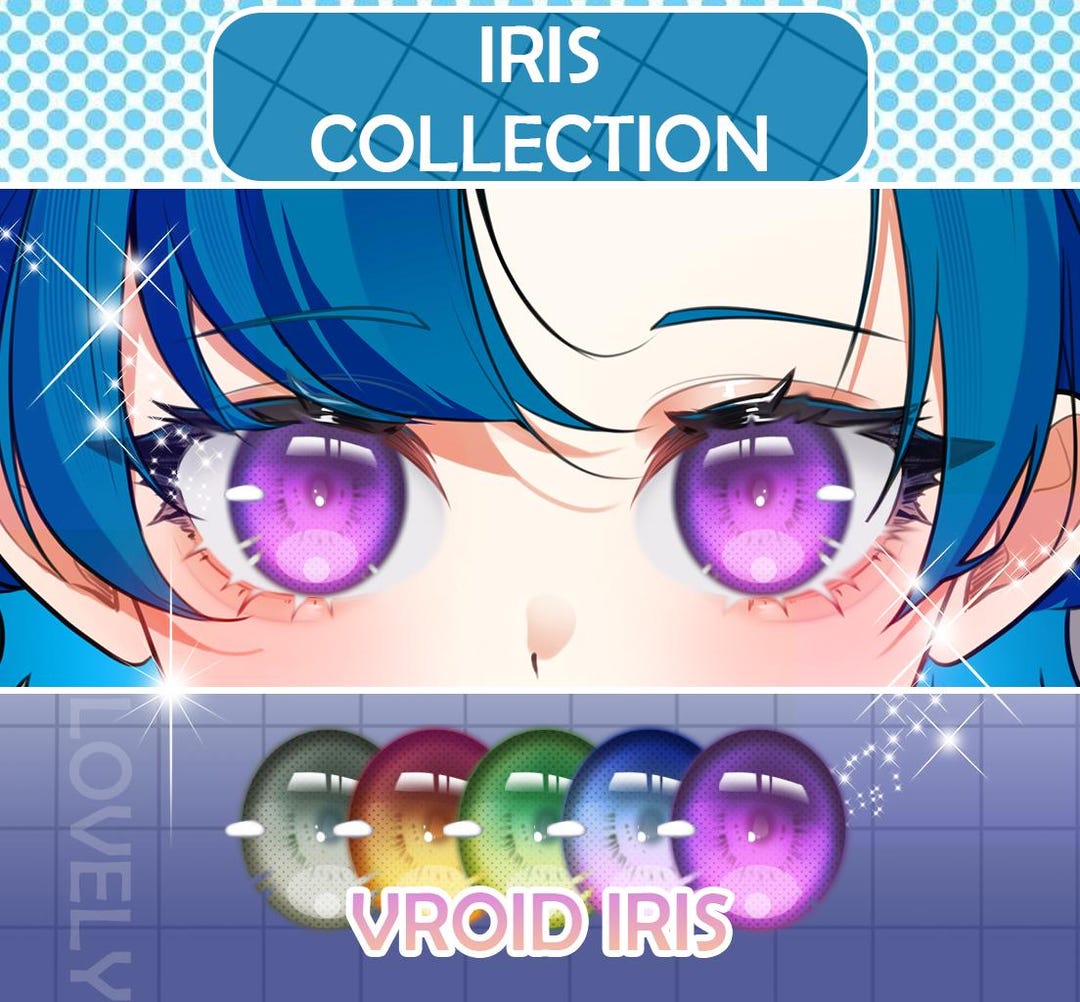 Vtuber | Vroid Pack of 5 Iris Textures in PSD | Colorful Eyes for ...