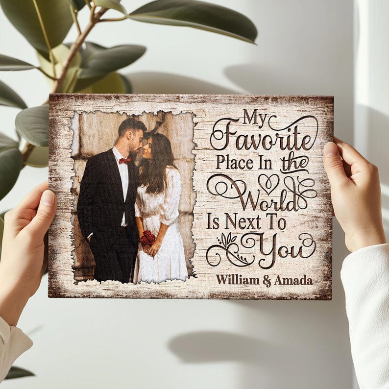 Custom Couple Canvas Print With Photo and Text, Personalized ...