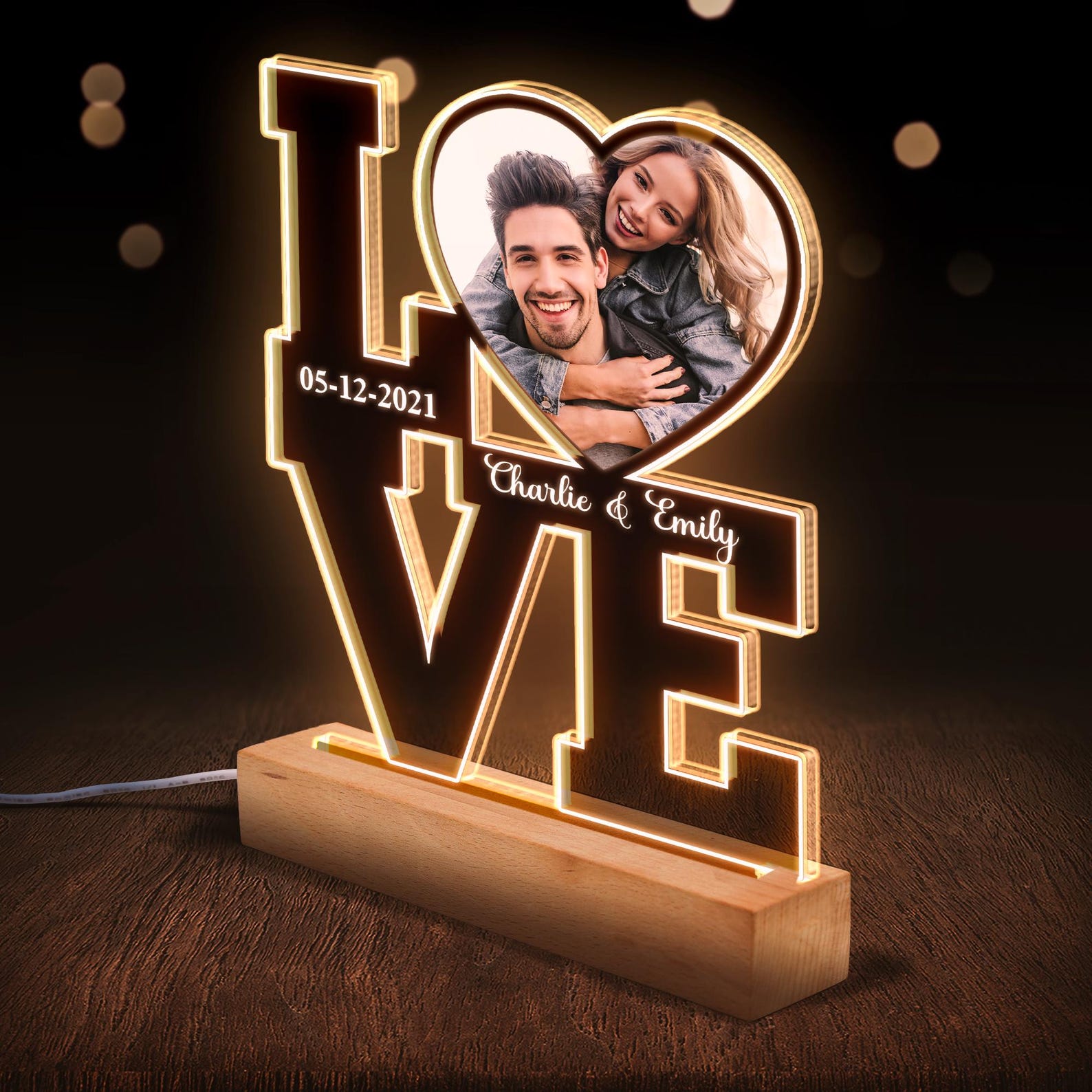 Custom LED Love Night Light With Photo, Personalized Couple Gift ...