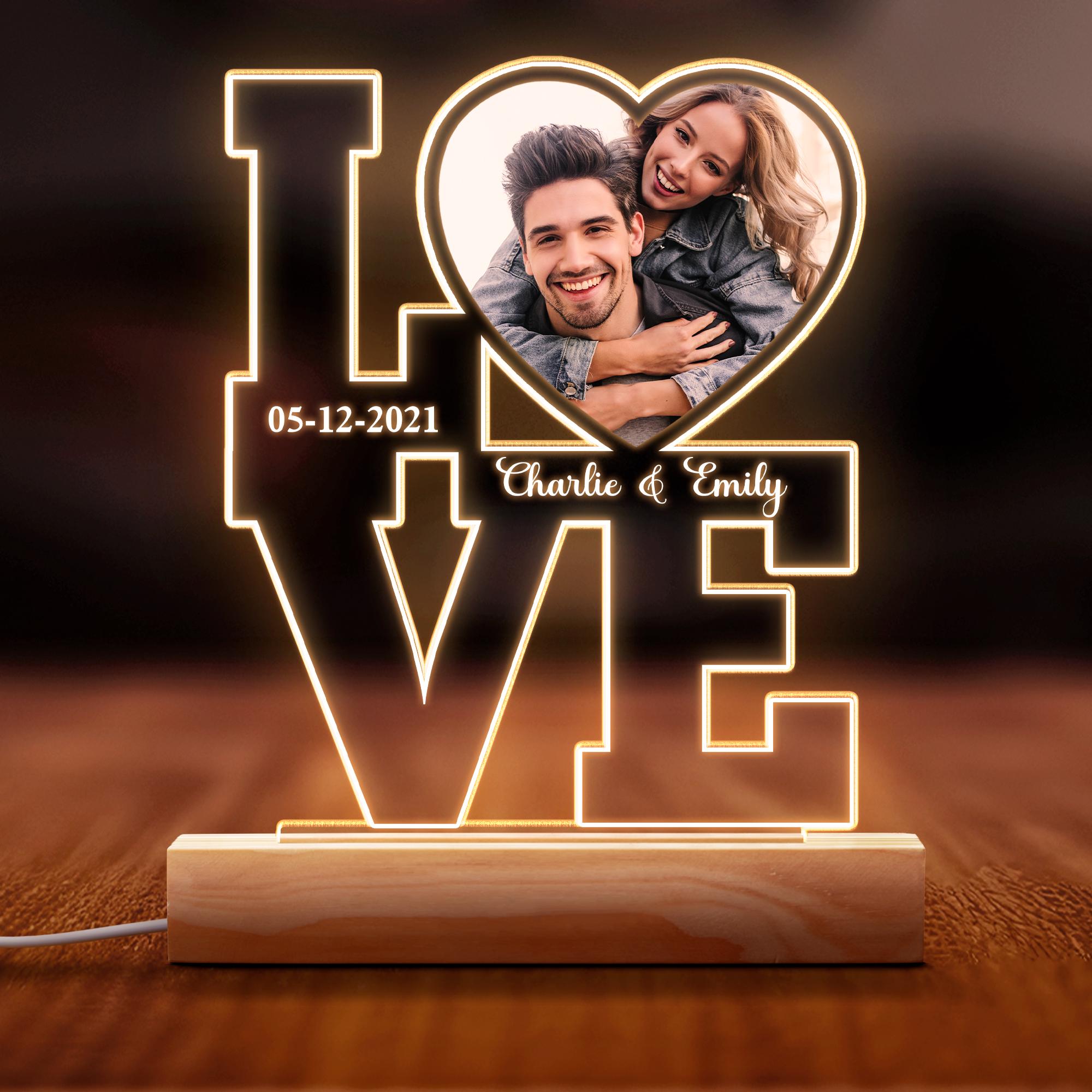 Custom LED Love Night Light With Photo, Personalized Couple Gift ...