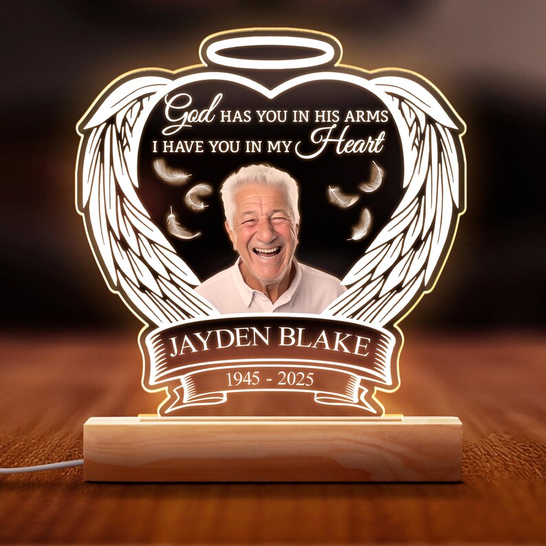Custom Memorial LED Night Light, Personalized Photo & Name Memorial ...