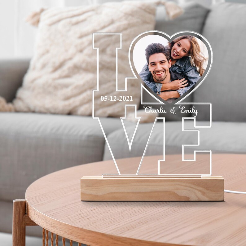 Custom LED Love Night Light With Photo, Personalized Couple Gift ...