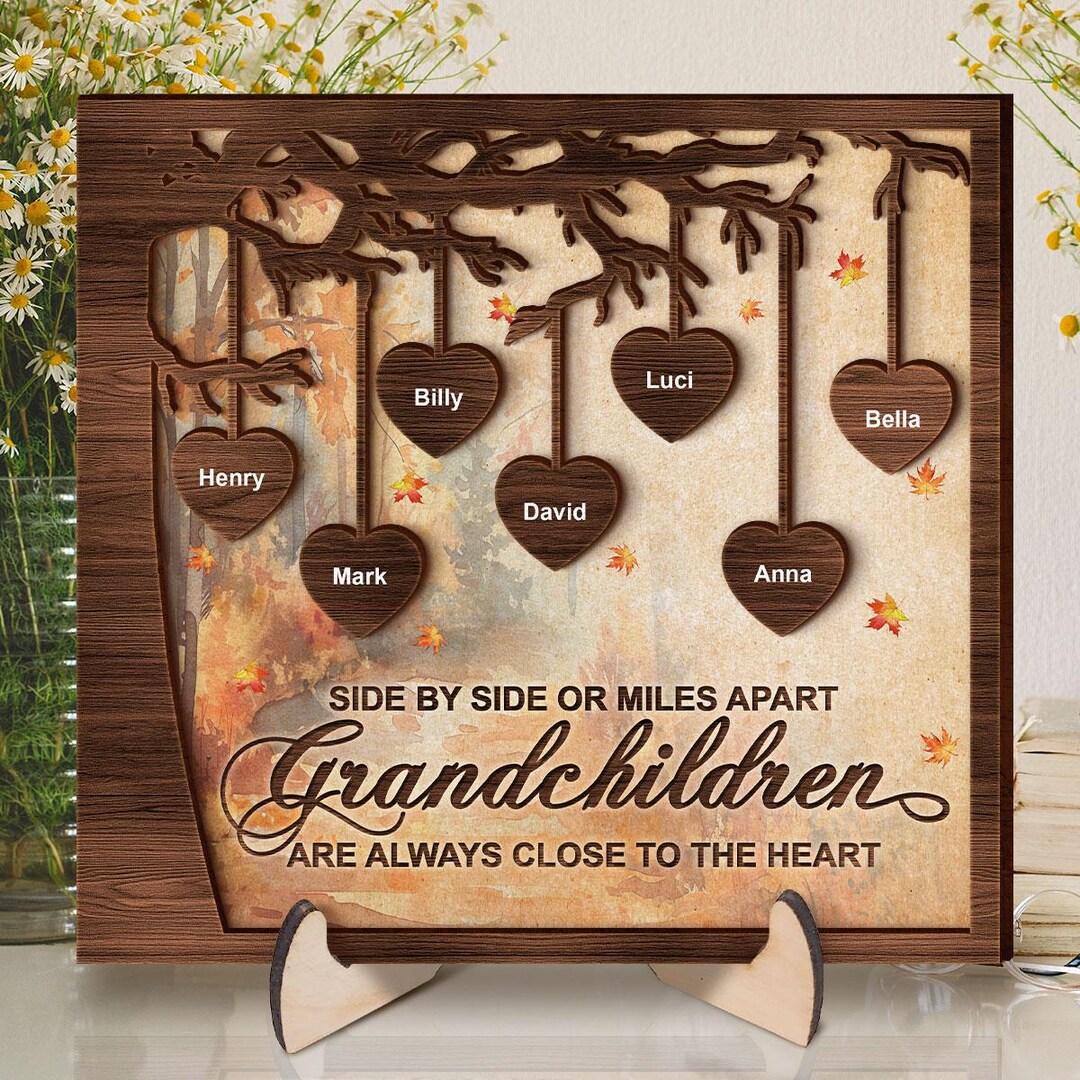 Custom Wooden Grandchildren Plaque, Personalized Family Gift, Grandkids ...