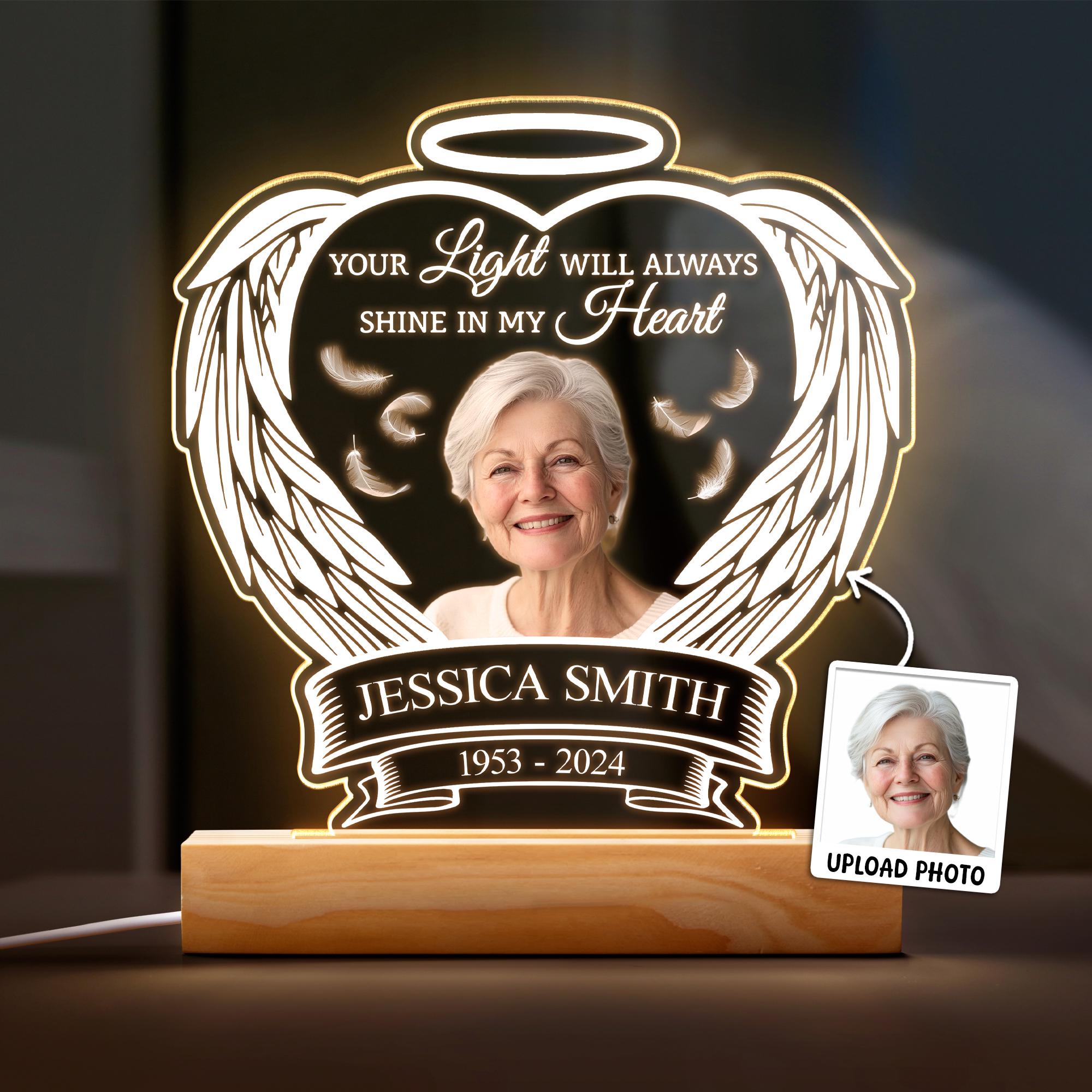 Custom Memorial LED Night Light, Personalized Photo & Name Memorial ...
