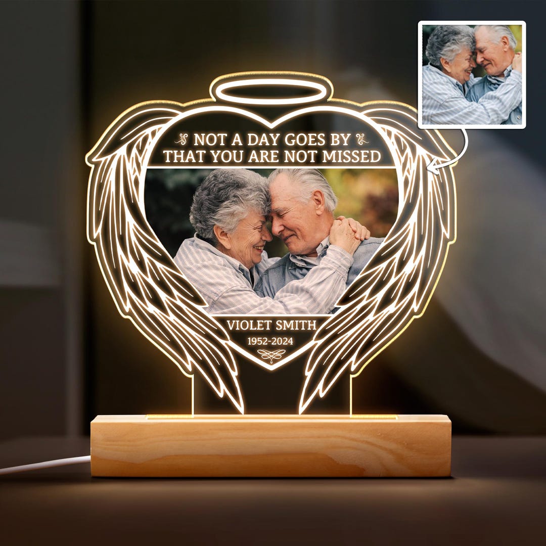 Custom Memorial LED Photo Lamp, Personalized Memorial Gift, Engraved ...