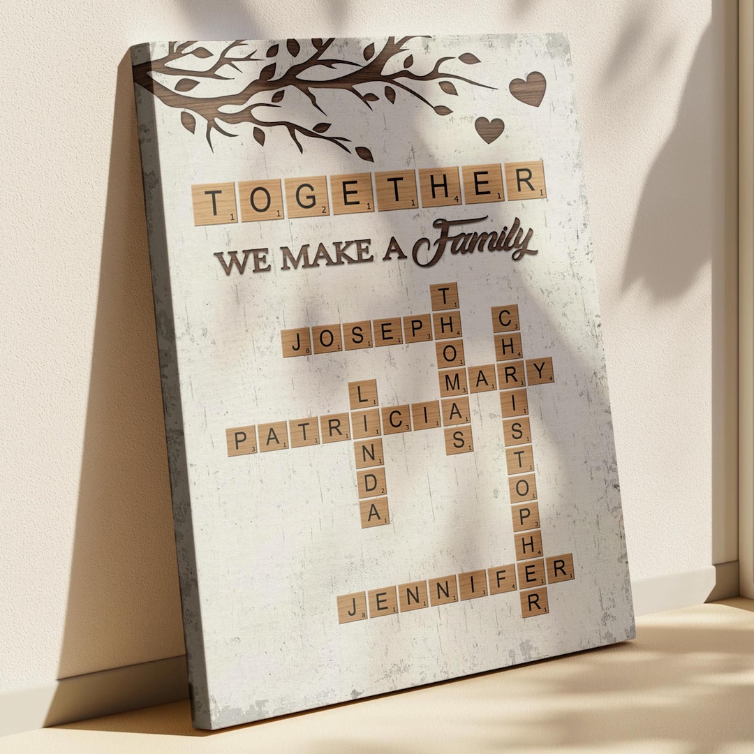 Custom Crossword Puzzle Family Name Canvas Wall Art, Personalized ...