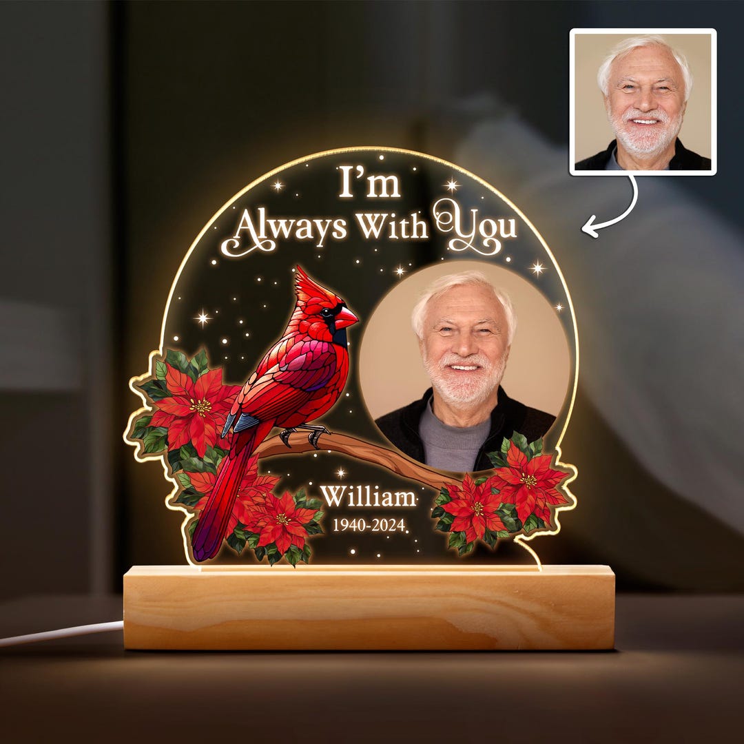 Custom Memorial LED Night Light With Photo & Name Engraved ...