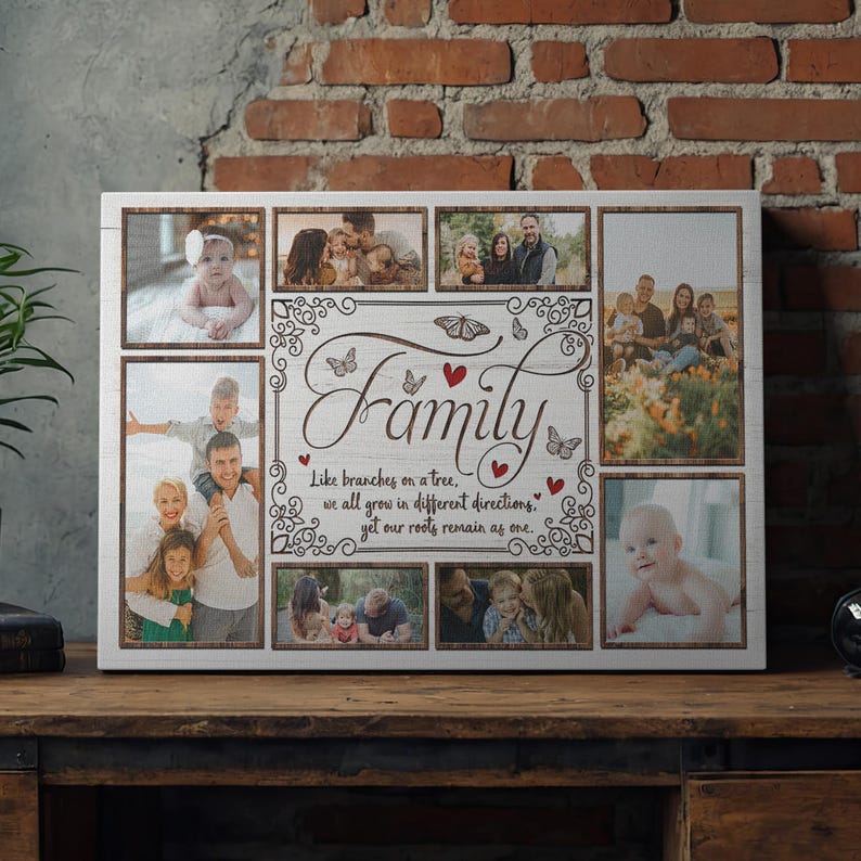 Custom Family Photo Collage Canvas Wall Art, Personalized Family Photos ...