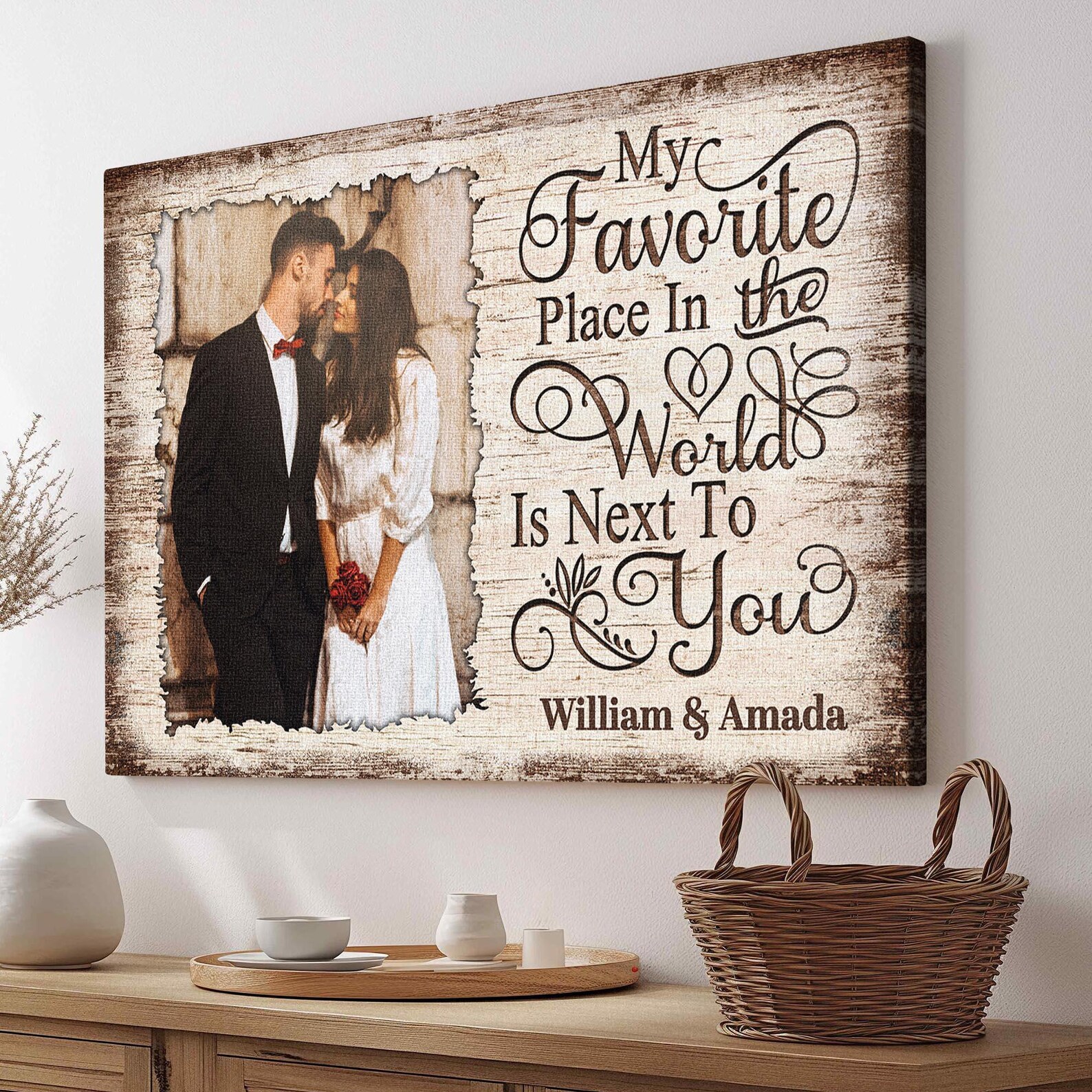 Custom Couple Canvas Print With Photo and Text, Personalized ...