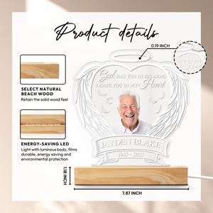 Custom Memorial LED Night Light, Personalized Photo & Name Memorial ...