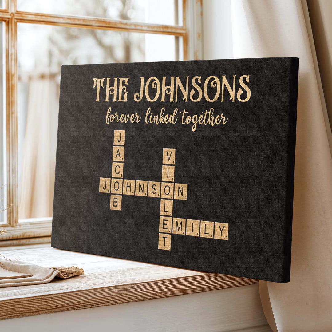 Custom Crossword Puzzle Family Name Canvas, Personalized Family Tree ...